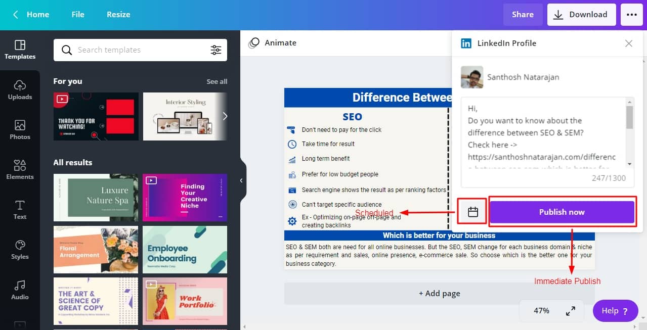 How to Create Schedule Post on Linkedin Profile Using Canva Tool